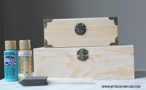 DIY Home Decor: Aqua and Gold Lacquer Paint Box Set - Setting For Four ...