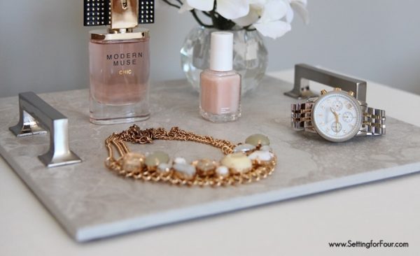 DIY Tray Tutorial Using Tile and Cabinet Handles - Setting For Four ...