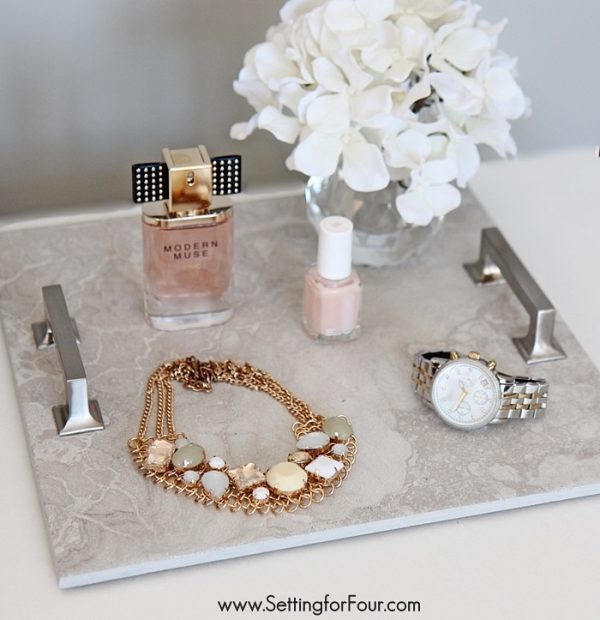 DIY Tray Tutorial Using Tile and Cabinet Handles - Setting For Four ...