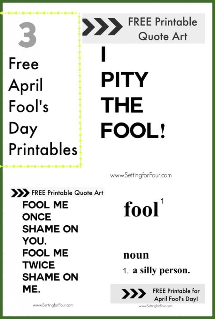 Free April Fool's Day Printable Quote Art - Setting For Four Interiors