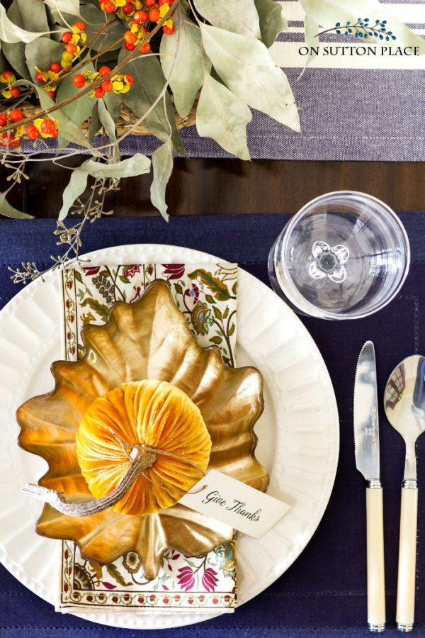 Elegant Fall Table Settings With A Blue And White Palette - Setting For ...