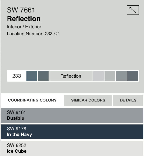 Sherwin Williams Reflection - Gray Paint Color - Setting For Four Interiors