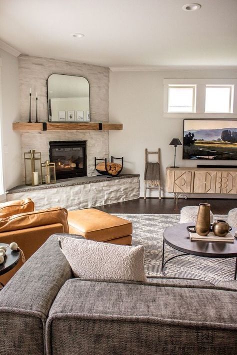Corner tv stand next to fireplace store